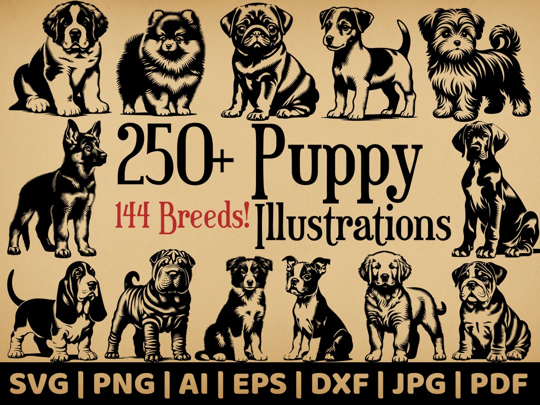 288 Puppy Design Bundle | Commercial Use Vector Graphics | Svg, Png ...