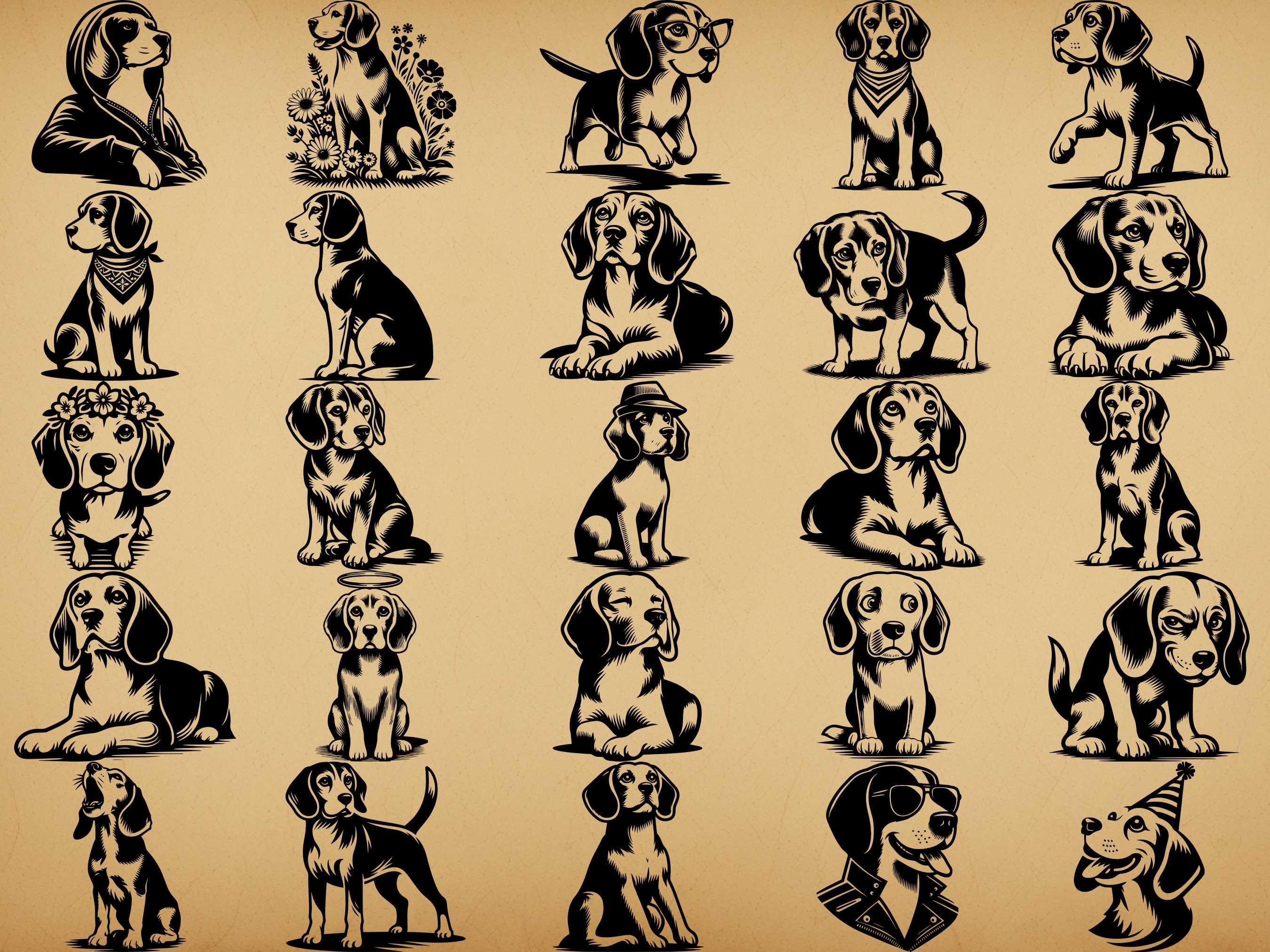 100 Beagle Bundle | Commercial Use Vector Graphics | Svg, Png, Dxf, Eps ...