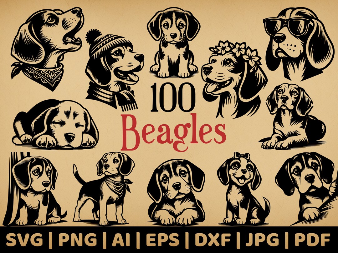 100 Beagle Bundle | Commercial Use Vector Graphics | Svg, Png, Dxf, Eps ...