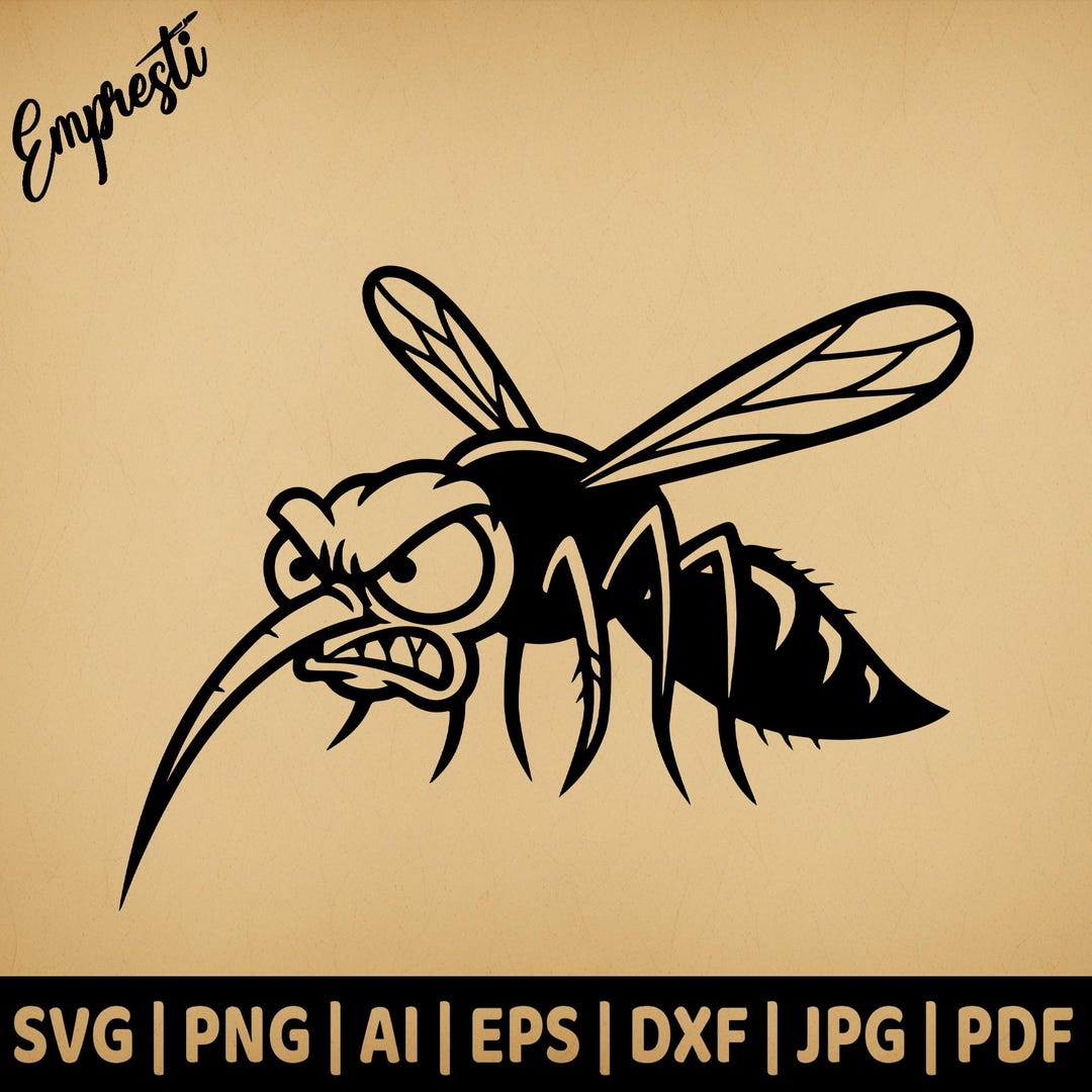 Angry Cartoon Mosquito Logo Cricut | Commercial Use Vector Graphic ...