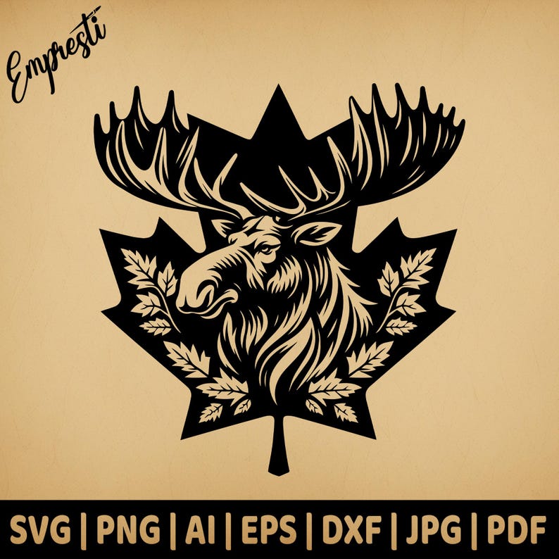Canadian Moose Maple Leaf | Commercial Use Vector Graphics | Svg, Png ...