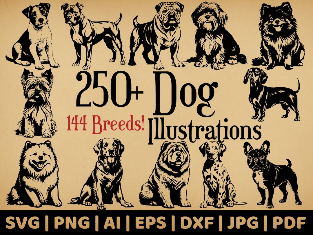 288 Dog Design Bundle | Commercial Use Vector Graphics | Svg, Png, Dxf ...