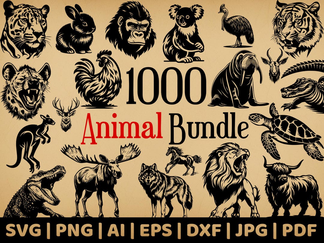 1000 Animal Vector Bundle | Farm, Safari, Australian, American, Asian ...