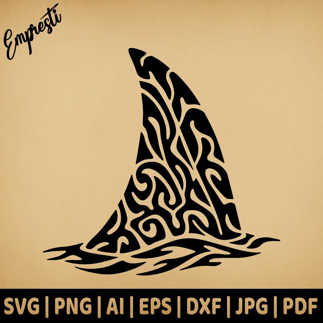 Shark Fin in Water Tribal | Commercial Use Vector Graphics | Svg Png ...