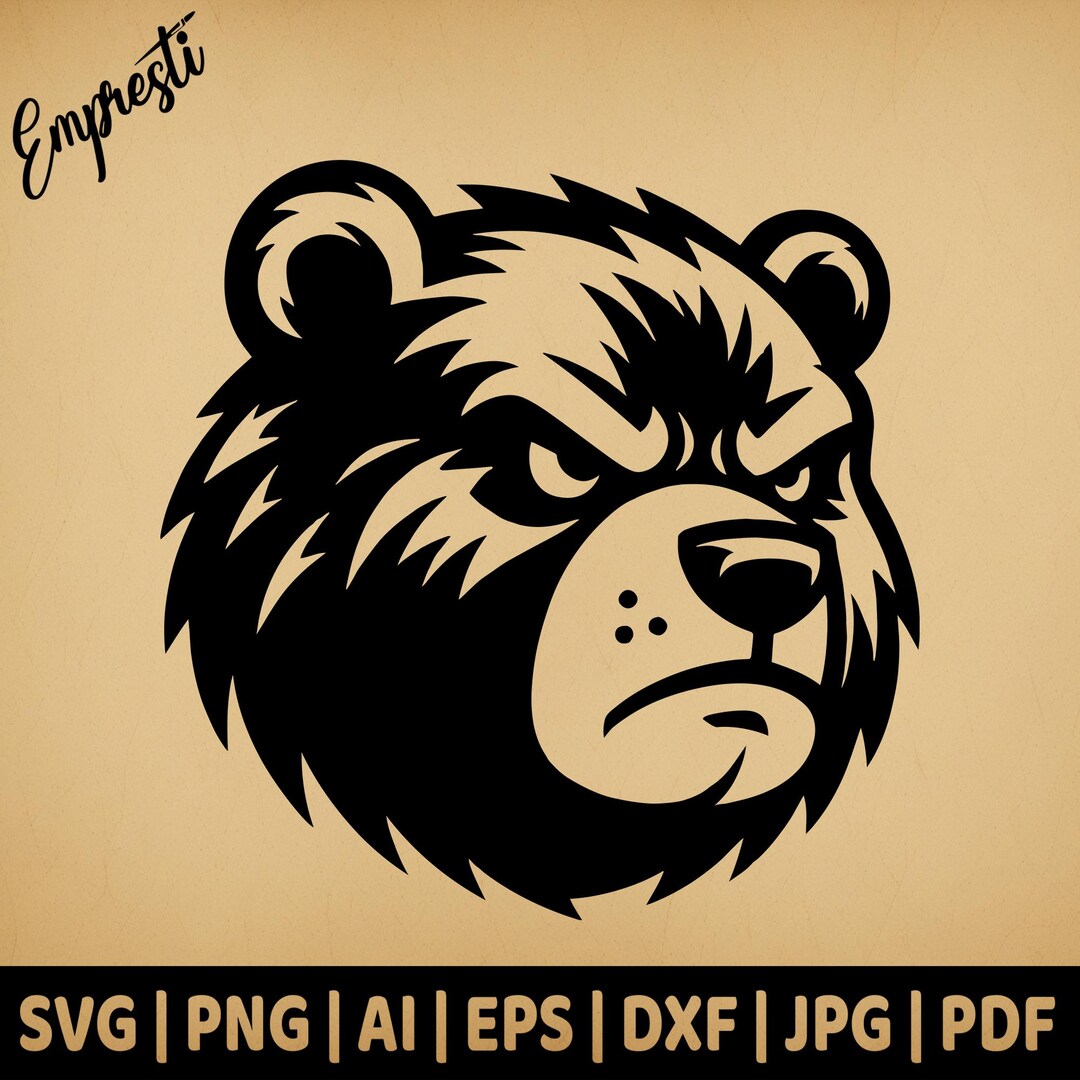 Grumpy Bear Head Portrait | Commercial Use Vector Graphics | Svg, Png ...