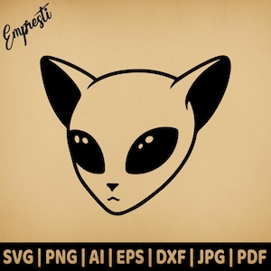 Alien Cat Head UFO Kitten Logo | Commercial Use Vector Graphic | Svg ...