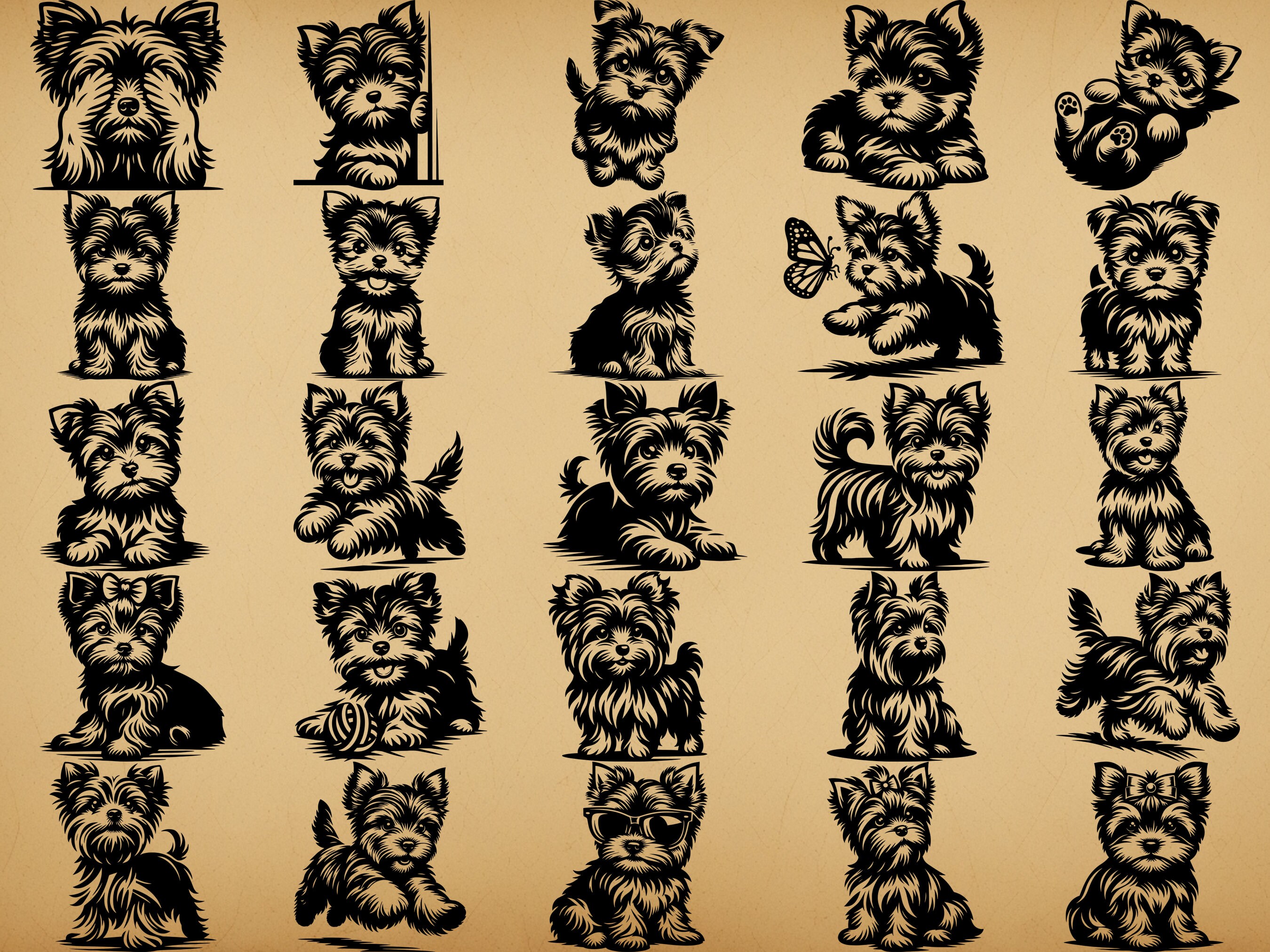 100 Yorkshire Terrier Bundle | Commercial Use Vector Graphics | Svg ...