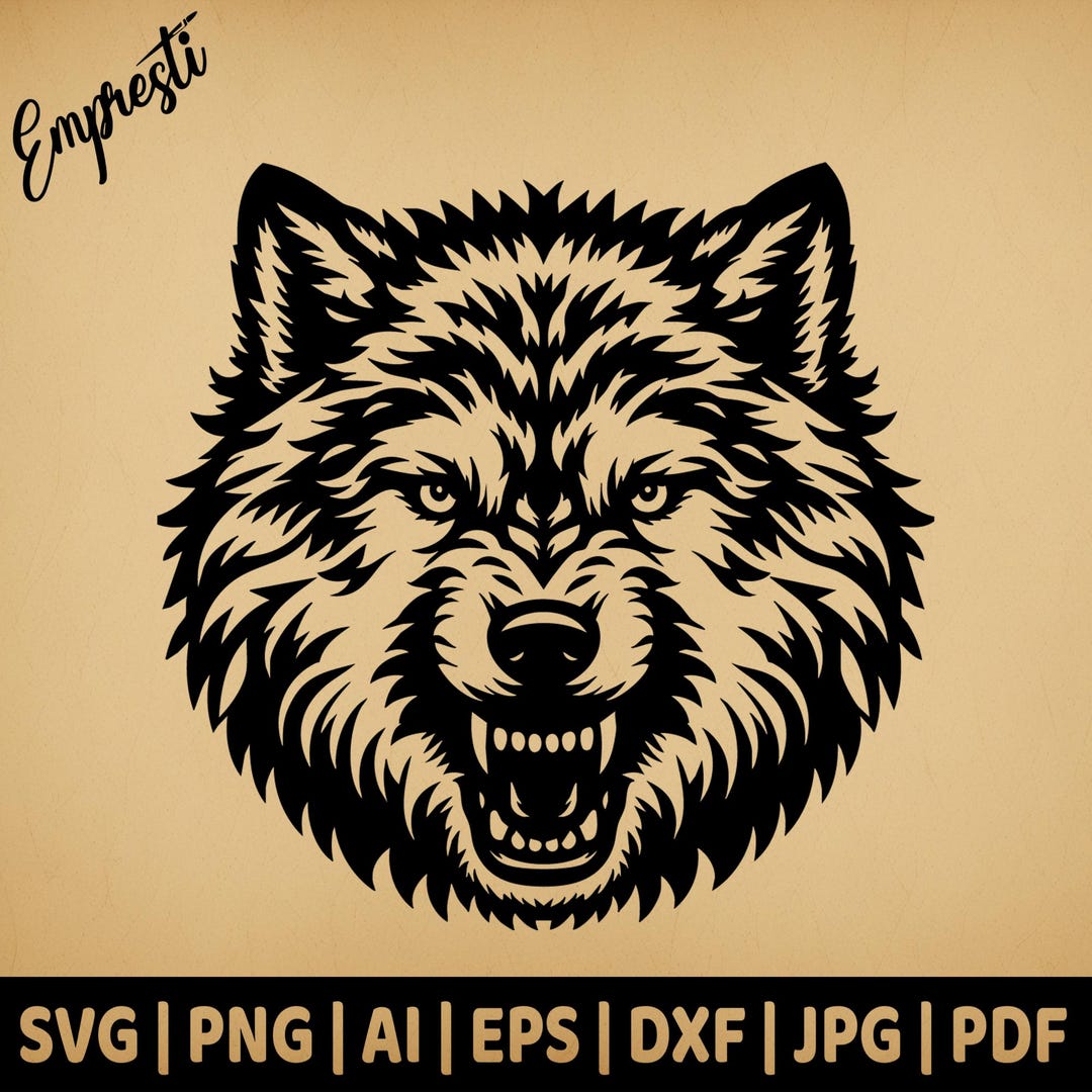 Snarling Fierce Wolf Head | Commercial Use Vector Graphics | Svg, Png ...