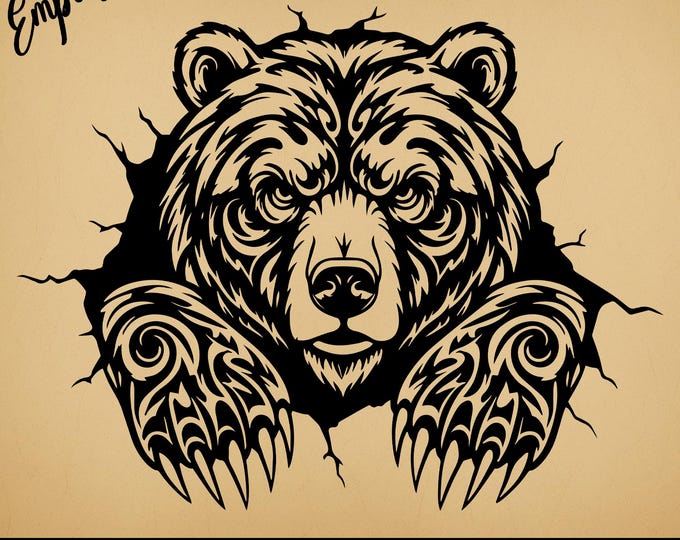 Grizzly Bear Svg, Fierce Bear Svg, Grizzly Clipart, Grizzly Svg for Fleece, Shirt, Mug, Sticker ...