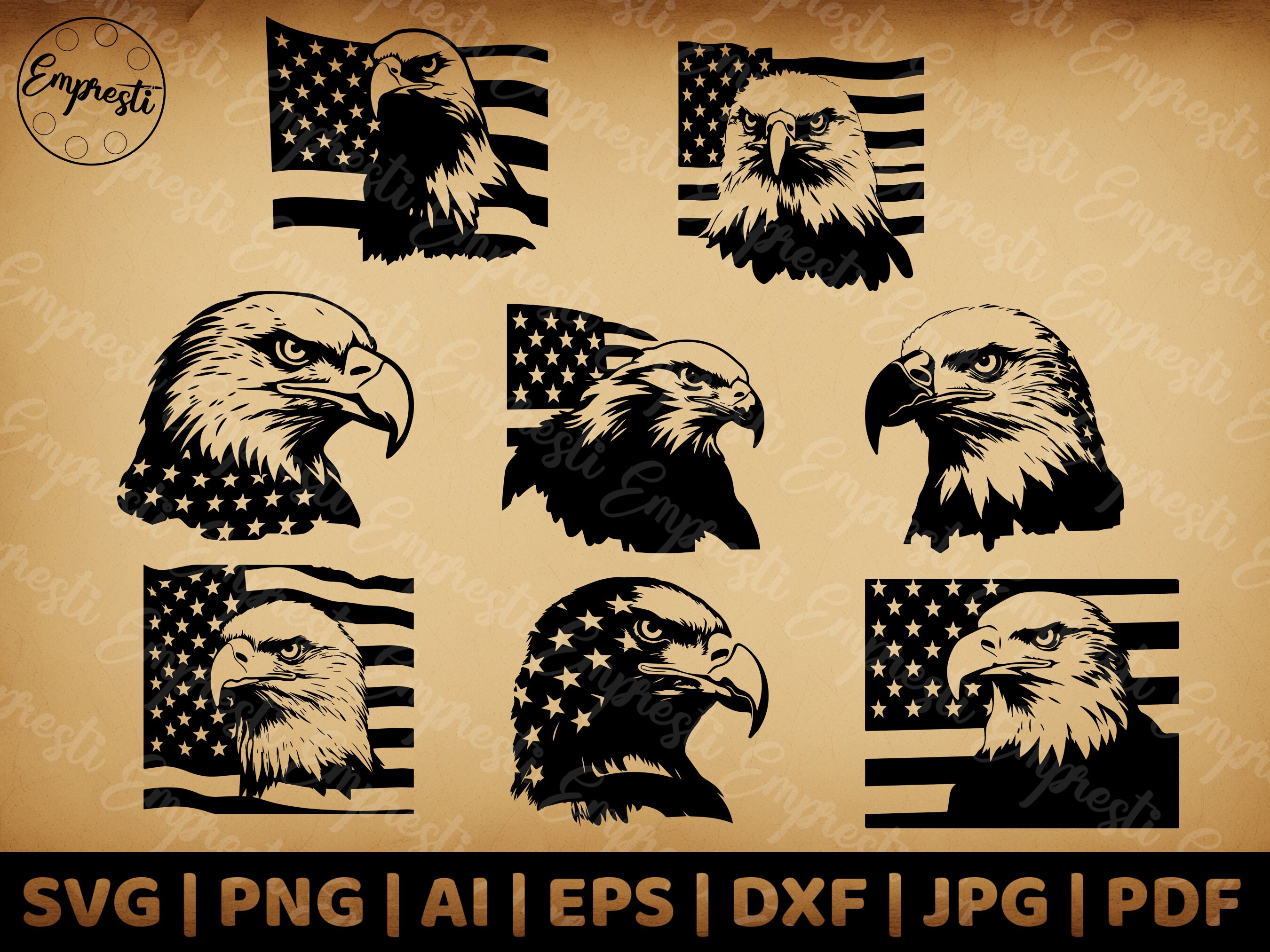 4th of July Eagle Bundle, American Flag Eagle Clipart, Patriotic Eagle ...