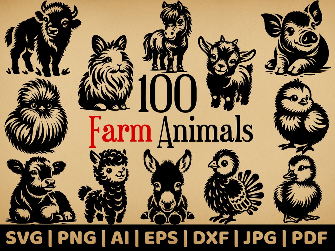 100 Farm Animal Bundle | Commercial Use Vector Graphics | Svg, Png, Dxf ...