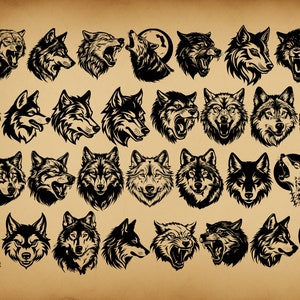100 Wolves Bundle | Commercial Use Wolf Vector Graphics | Svg, Png, Dxf ...
