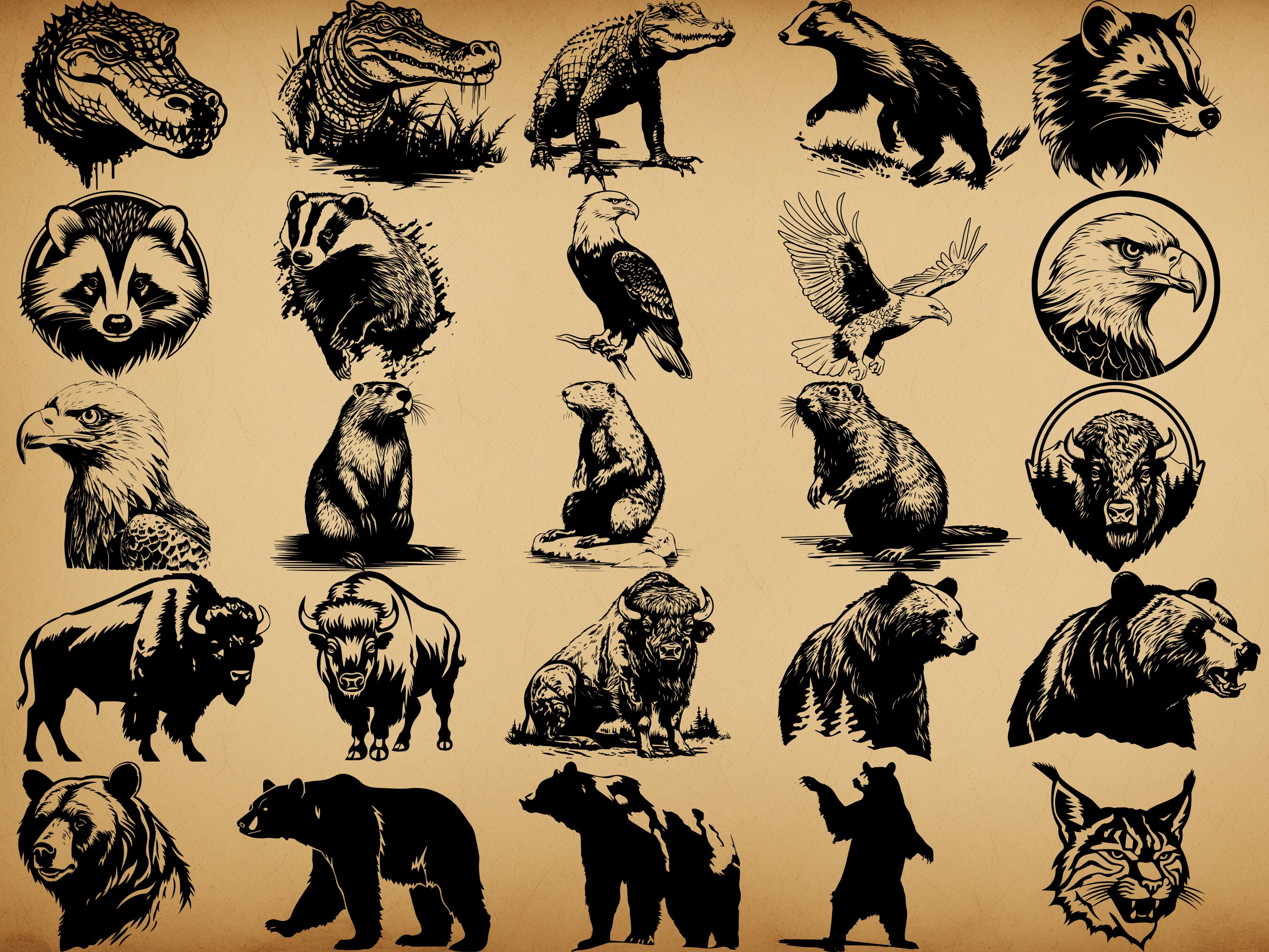 100 American Animals PNG SVG Bundle Sublimation Instant - Etsy