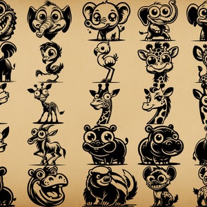 100 Silly Safari Bundle | Commercial Use Vector Graphics | Svg, Png ...