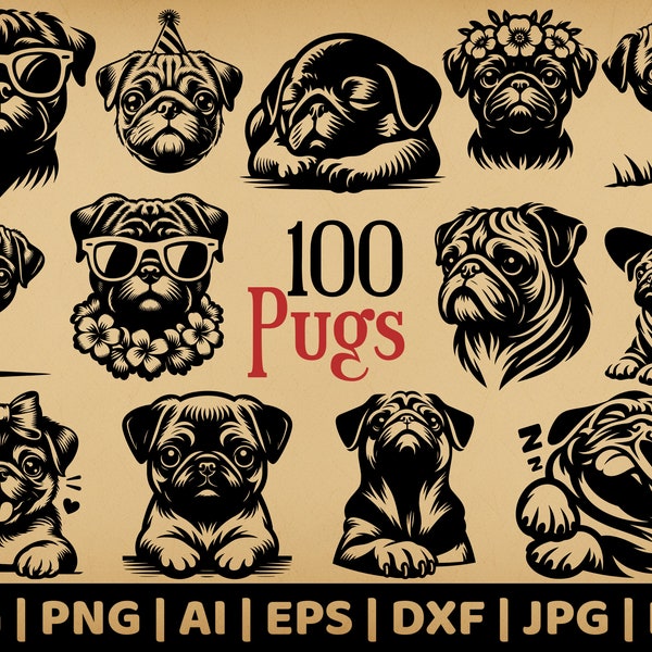 Pug Svg - Etsy