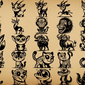 100 Silly Safari Bundle | Commercial Use Vector Graphics | Svg, Png ...