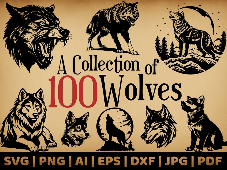 100 Wolves Bundle Commercial Use Wolf Vector Graphics Svg - Etsy