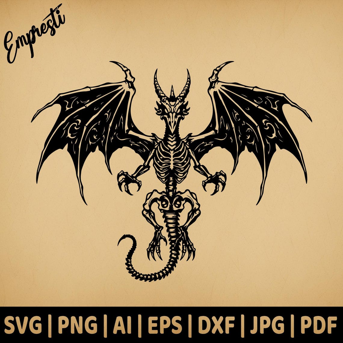 Bone Dragon Gothic Undead Skeletal | Commercial Use Vector Graphic ...