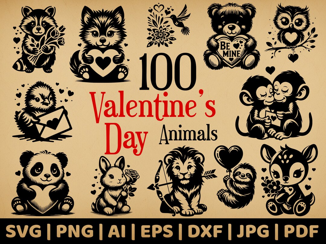 100 Valentine's Day Animals | Commercial Use Vector Graphics | Svg, Png ...
