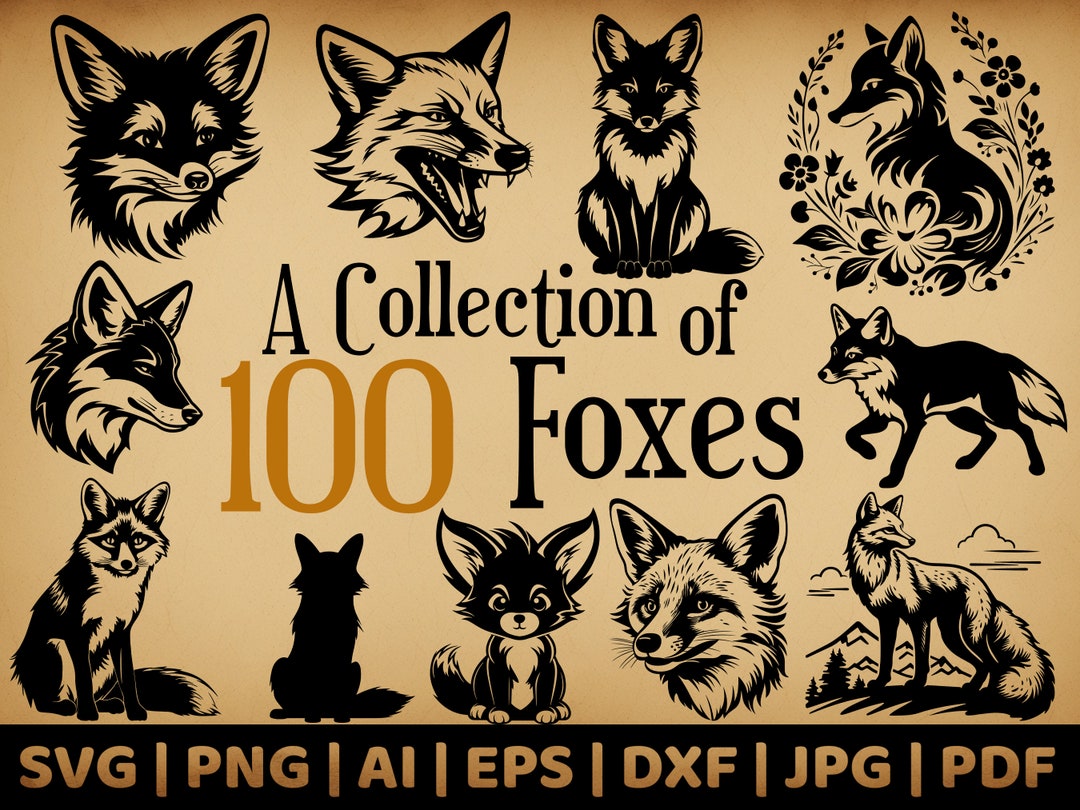 100 Fox Bundle | Commercial Use Fox Vector Graphics | Svg, Png, Dxf ...