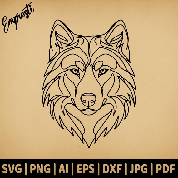Wolf Face Outline Drawing