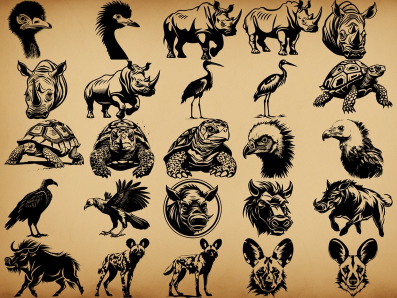 100 Safari Animal Bundle Commercial Use Vector Graphics - Etsy UK