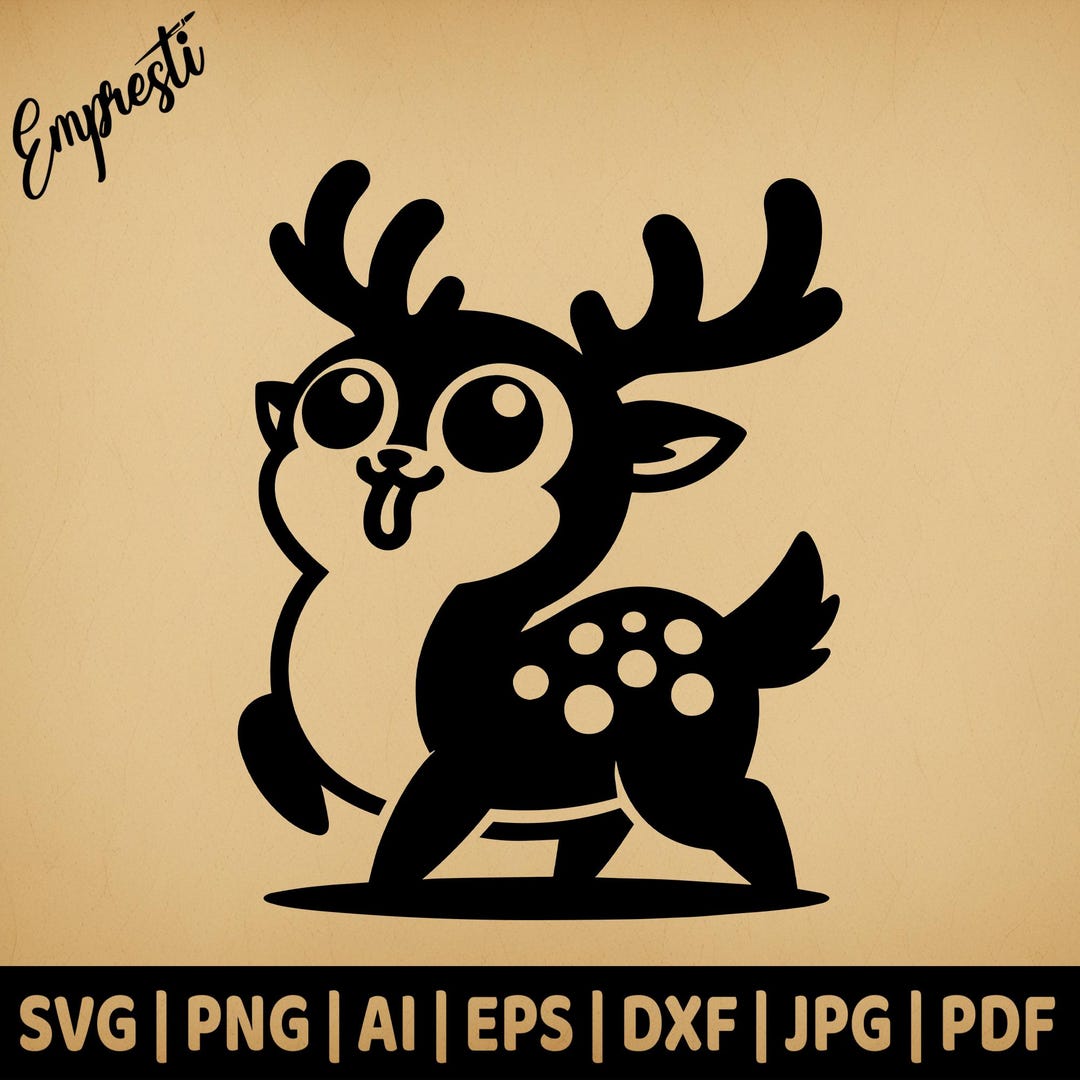 Derpy Whitetail Deer Funny | Commercial Use Vector Graphics | Svg, Png ...