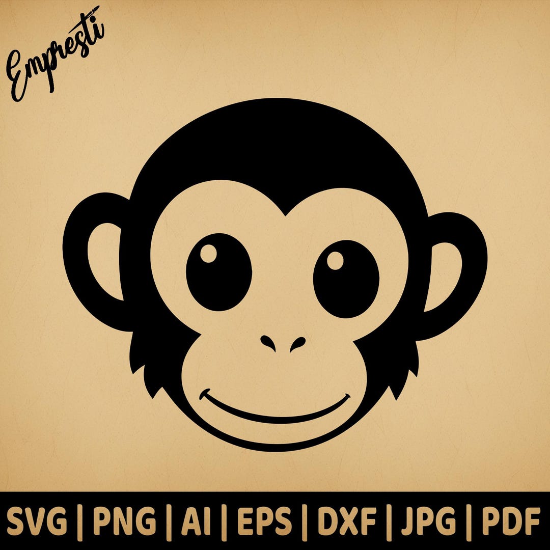 Simple Monkey Head Minimalist Cute | Commercial Use Vector Graphic ...