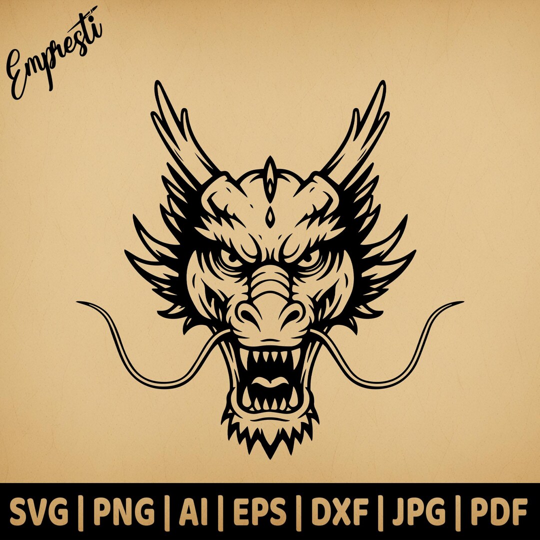 Eastern Dragon Head | Commercial Use Vector Graphics | Svg, Png, Dxf ...