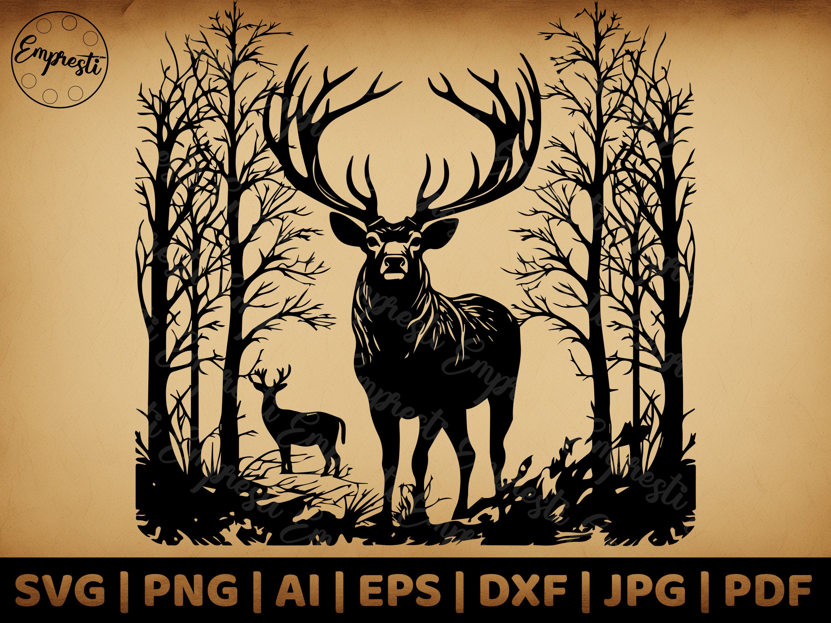 Deer Svg Cutfile for Sublimation Hunting Badge Dxf Instant Download ...