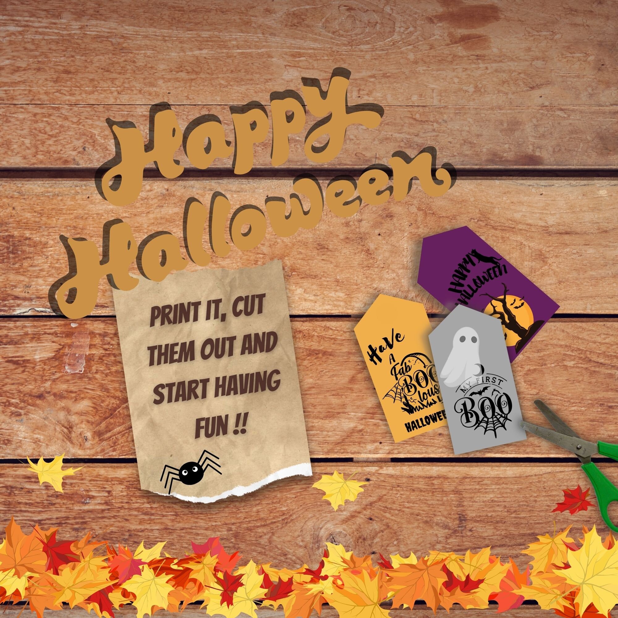Cute Colourful Halloween Tags, Printable Tags, Easy to Use PDF, Gift ...