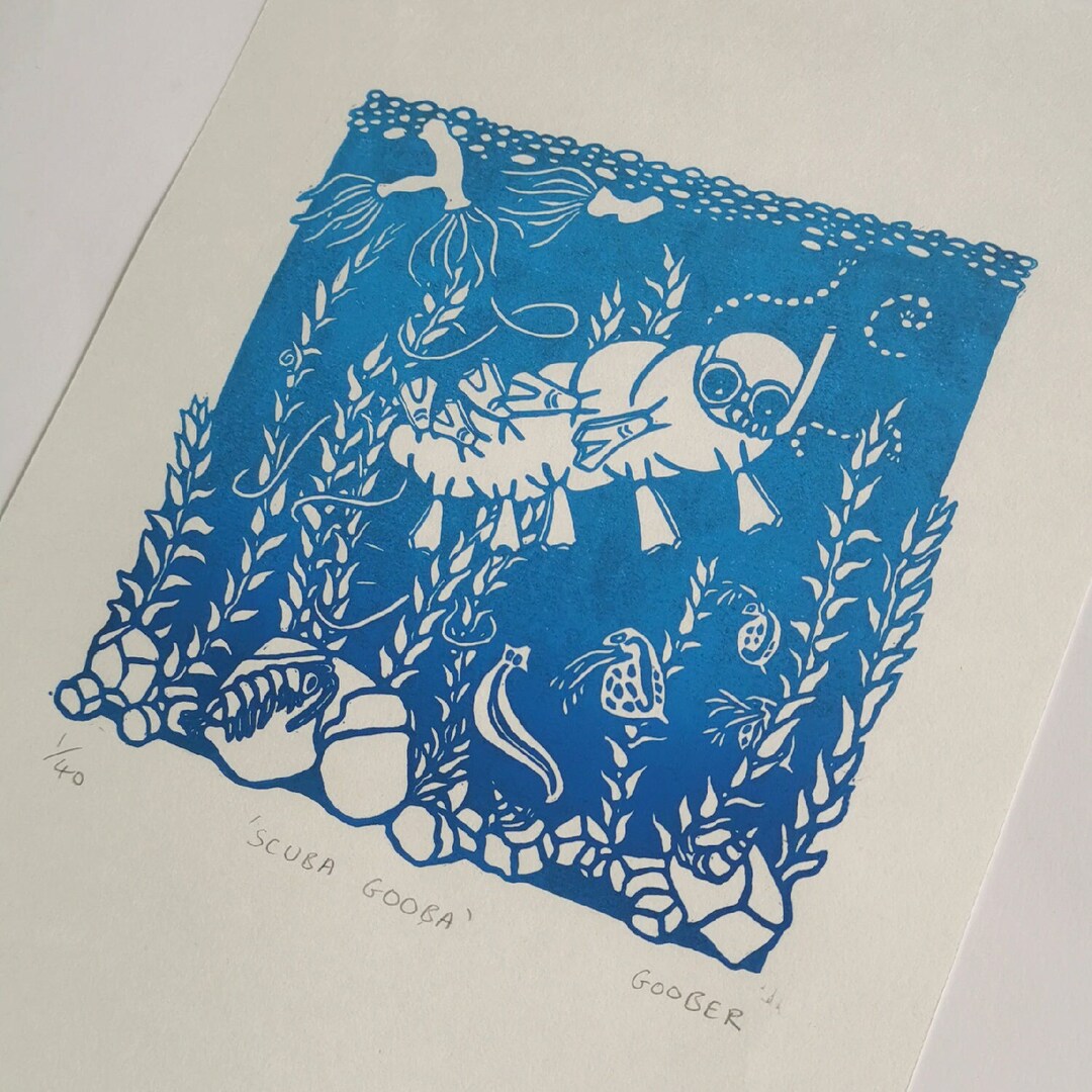 Scuba Gooba on White Background (11 X 7.75 INCHES) Edition of 40 ...