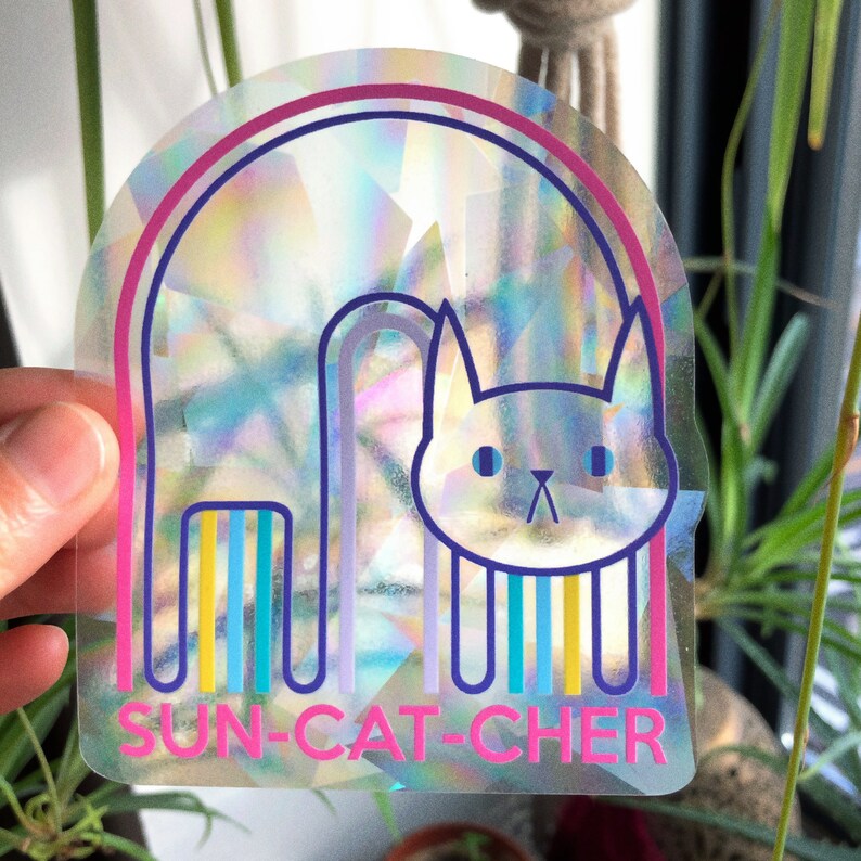 Cat Rainbow Suncatcher Sticker Boho Rainbow Maker Window | Etsy