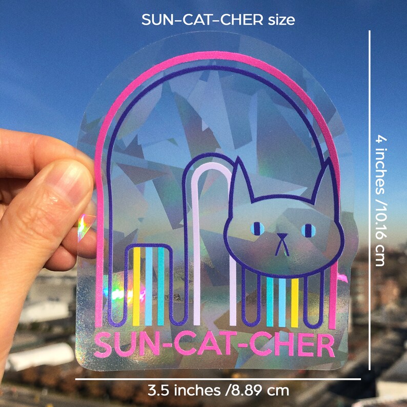 Cat Rainbow Suncatcher Sticker Boho Rainbow Maker Window | Etsy