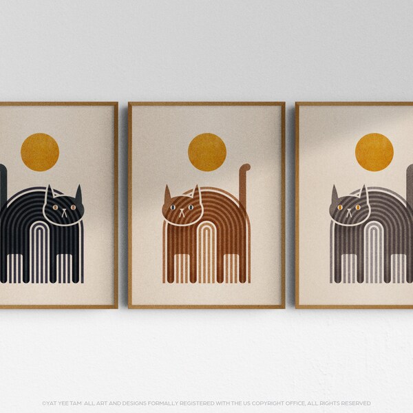 Modern Cat Art - Etsy