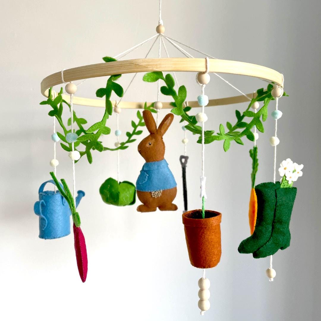 Peter Rabbit Crib Mobile - Garden Gender Neutral Hanging Decor ...