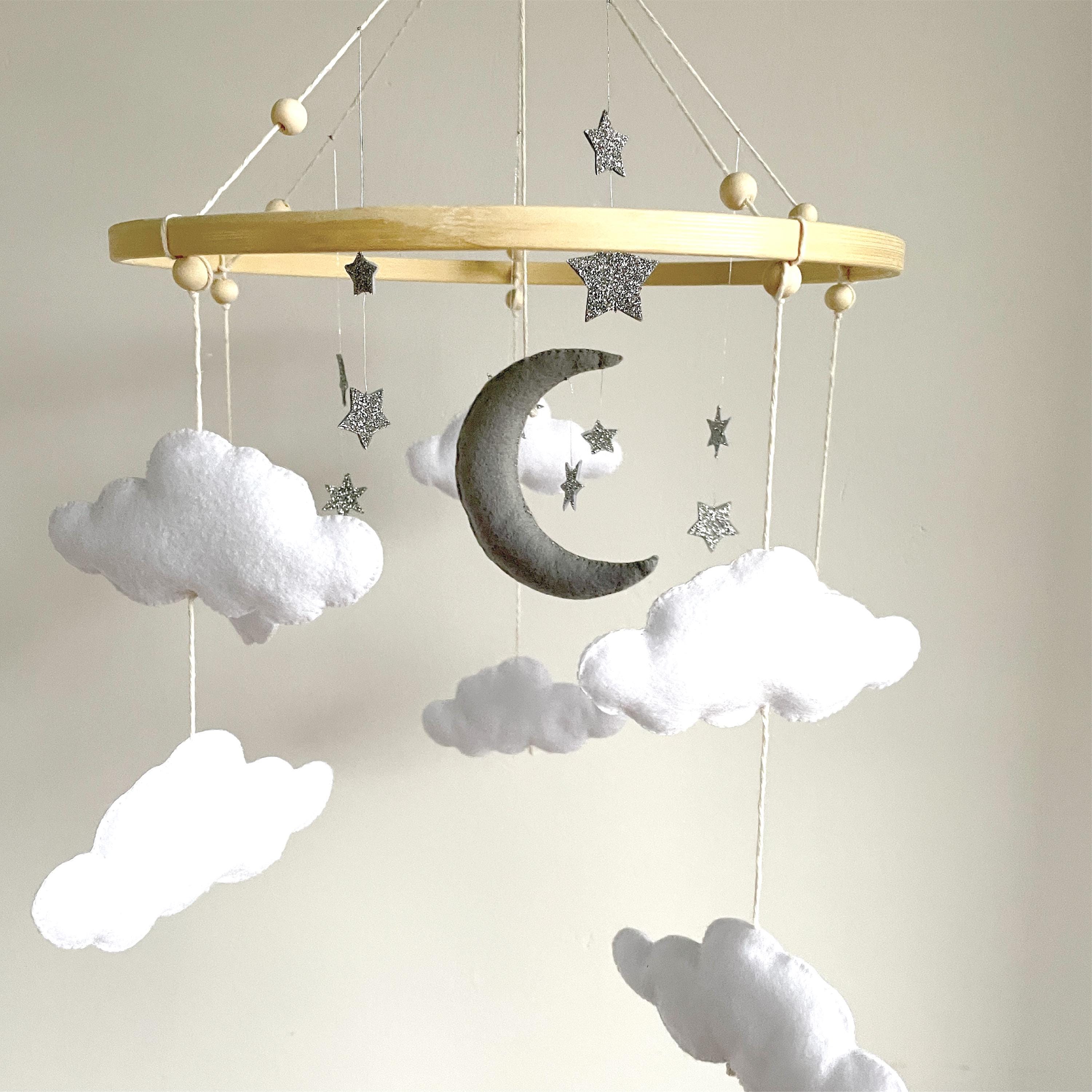 Moon & Stars Baby Crib Mobile - Gender Neutral Baby Room Decoration ...