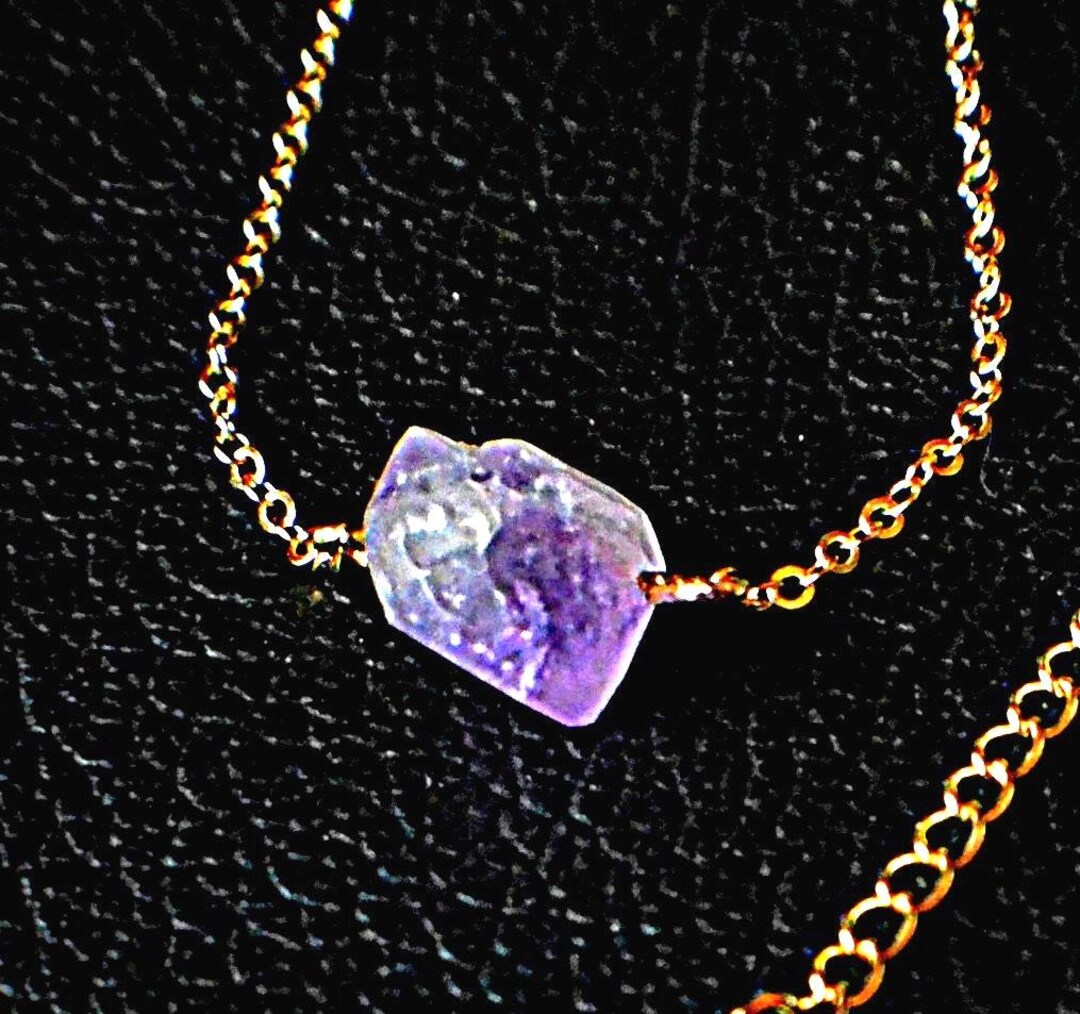 Pisces Amethyst Zodiac Necklace: Raw Lilac Gemstone, Gold Chain - Etsy