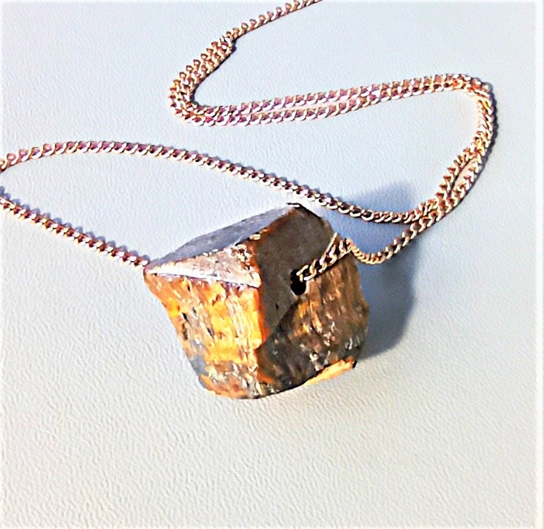 Chunky Raw Tiger’s Eye Necklace – August Birthstone Crystal Pendant ...