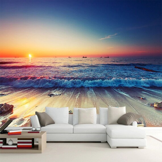 3D Wallpaper Sunset on the Beach | Etsy