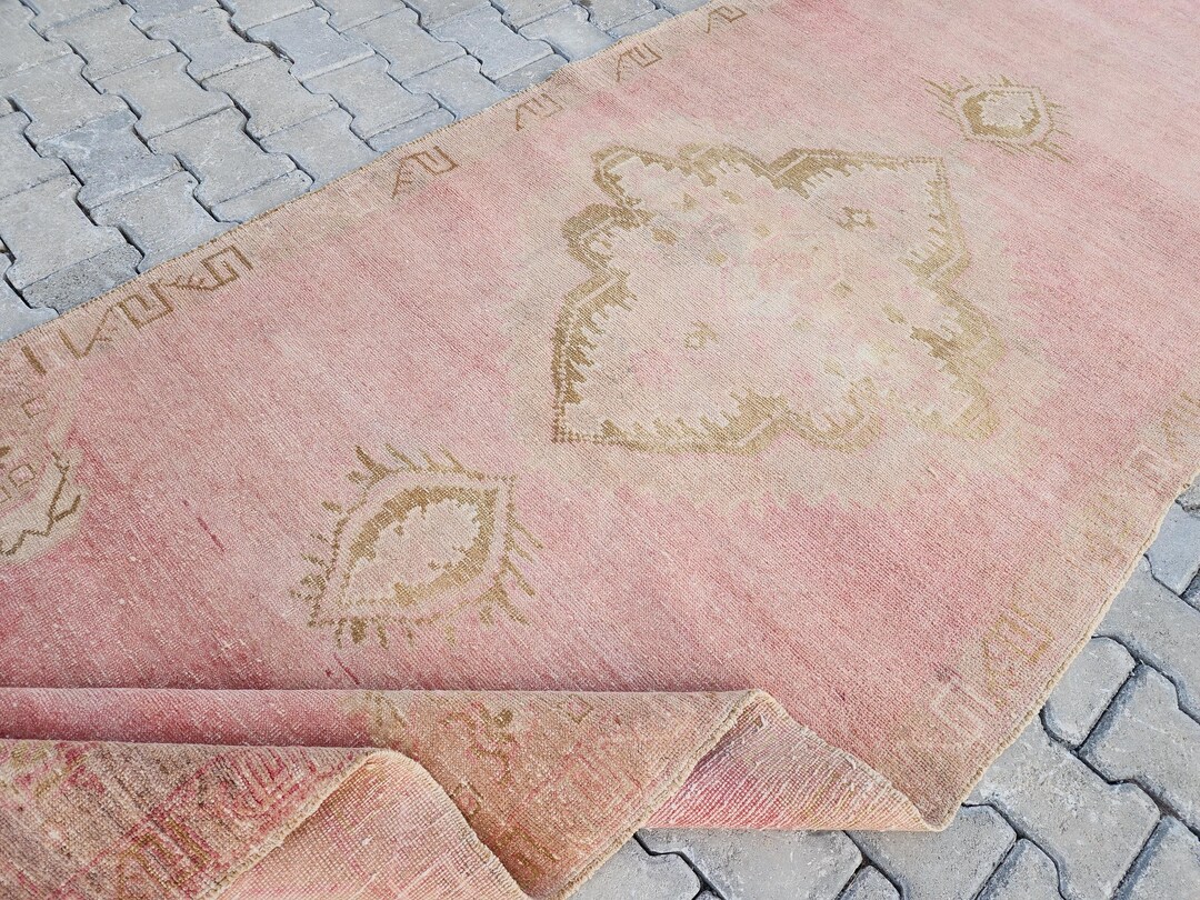 Vintage Runner 4x12, Pink Turkish Runner, Natural Runner Rug, Hallway ...