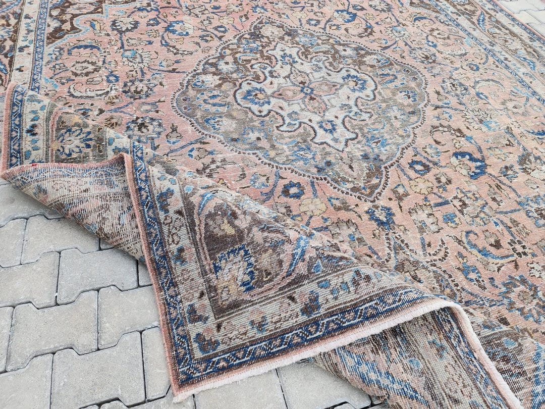 10x12 Vintage Rug, Neutral Rug Blue, Hand Knotted Rug, Gift Rugs for ...