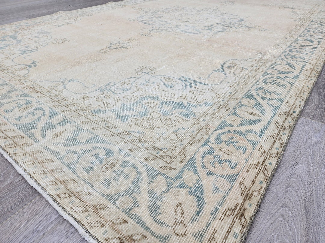 7x10 Neutral Rug, Vintage Rug Beige, Gift Rugs for Living Room, Muted ...