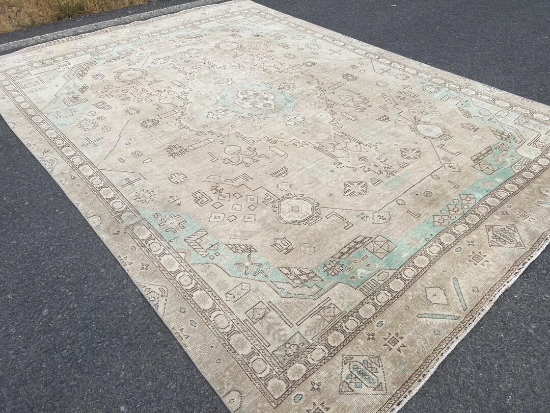8x12 Neutral Rug, Vintage Rug Beige, Oversize Area Rugs, Gift Rug Hand ...