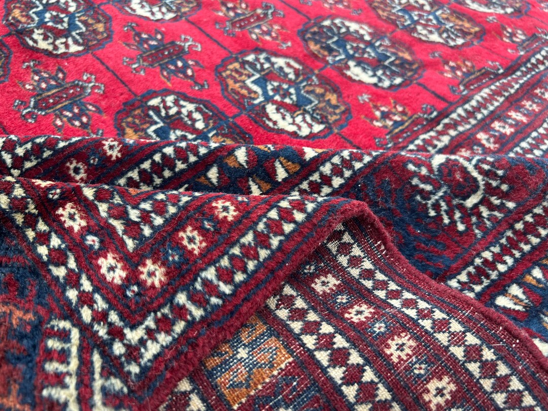 Vintage Turkmen Red Wool Rug 9x12: Hand-knotted Traditional Decor - Etsy
