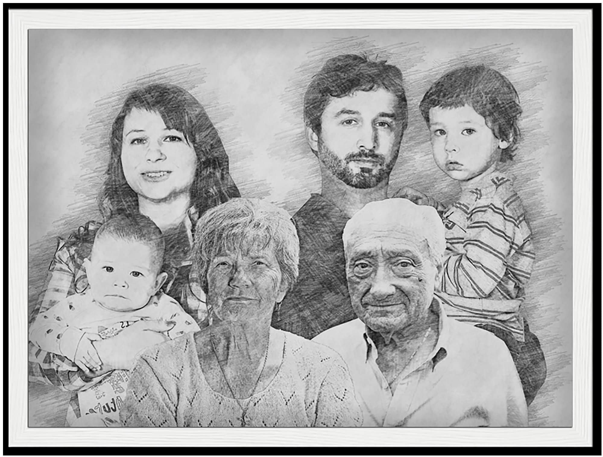 Add Deceased Loved One to Photo Family Sketch Portrait From - Etsy