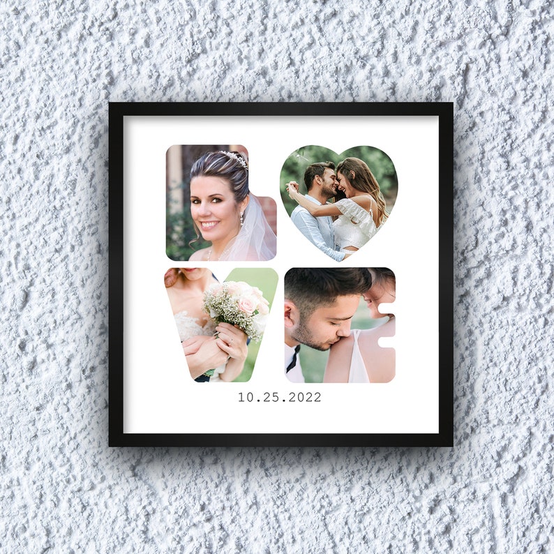 Couple Photo Collage Custom Love Photo Collage Anniversary - Etsy