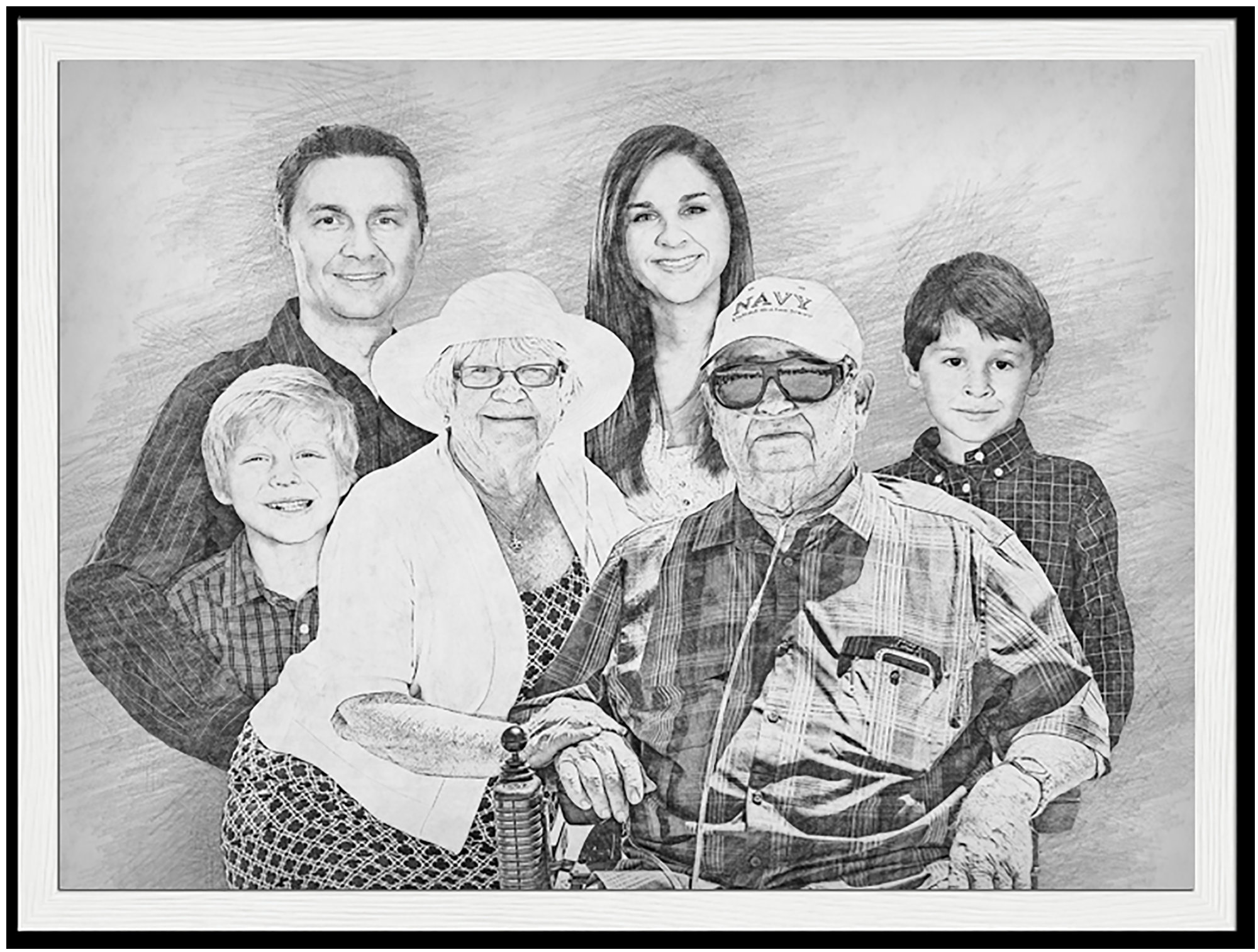 Add Deceased Loved One to Photo Family Sketch Portrait From - Etsy