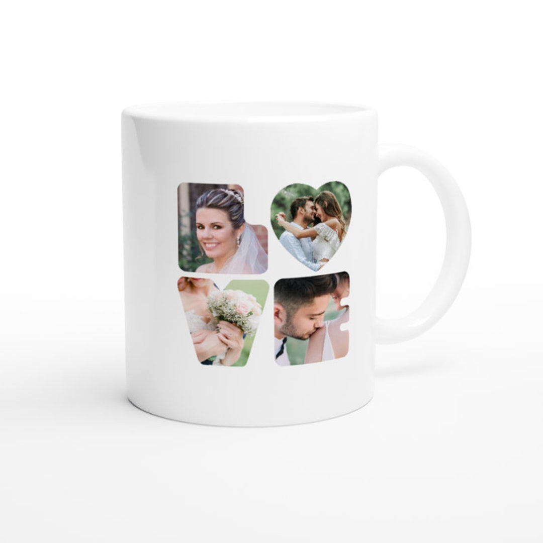Couple Photo Collage Mug Design, Custom Love Photo Collage, Anniversary ...