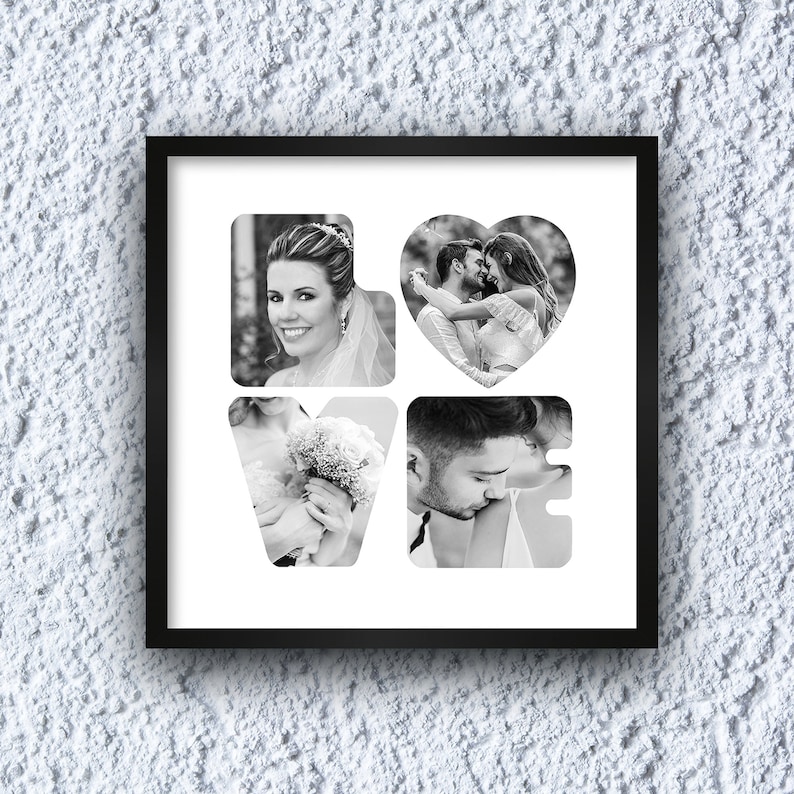 Couple Photo Collage Custom Love Photo Collage Anniversary - Etsy